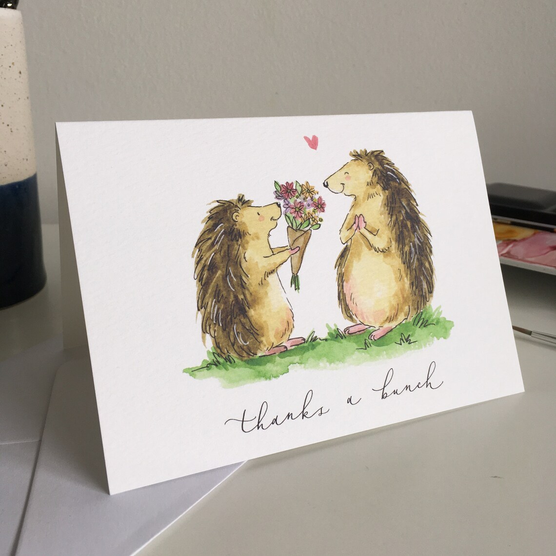 Thank You Hedgehog Card Thank You Greeting Card Hedgehog | Etsy UK