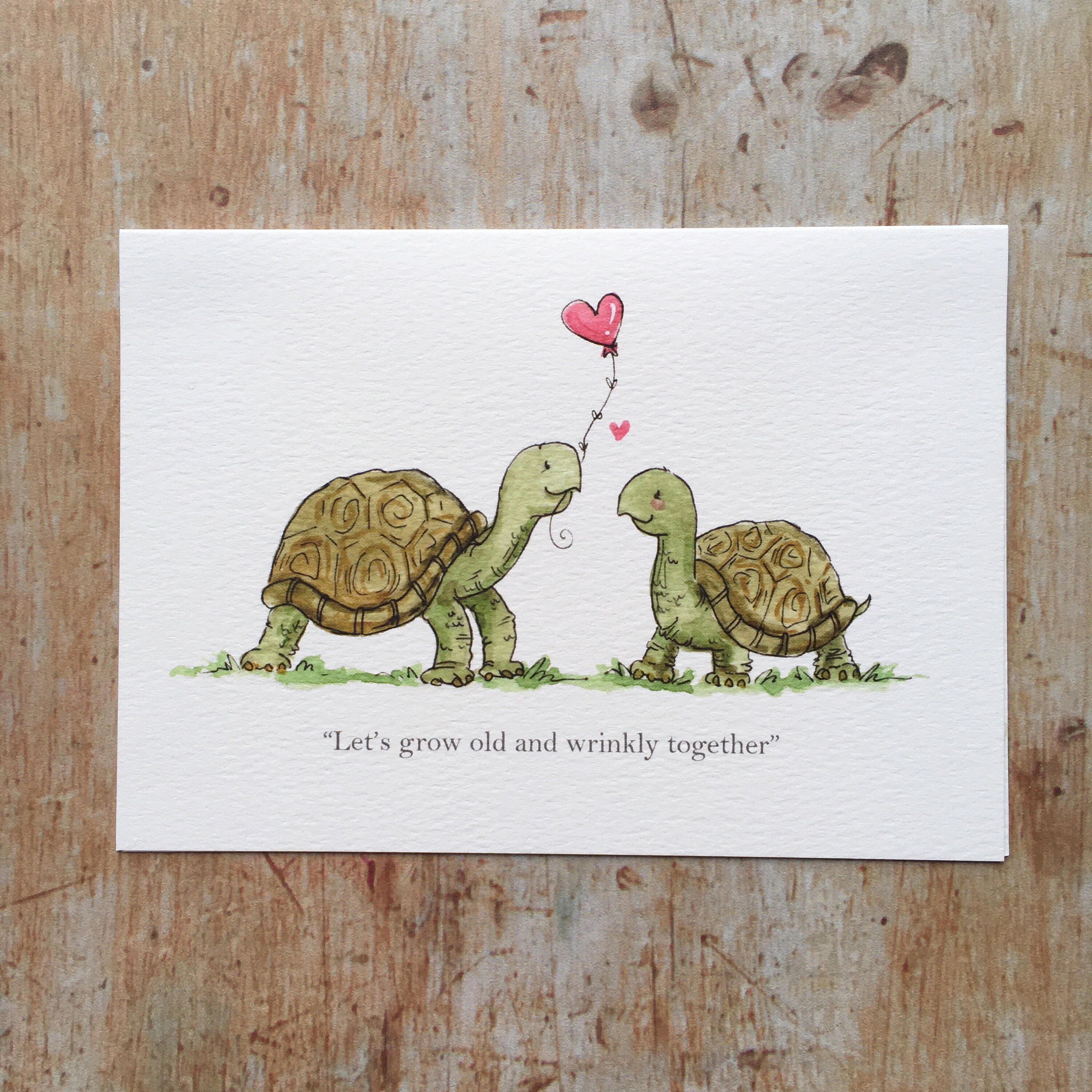 Let's Grow Old and Wrinkly Together Tortoise Card Cute | Etsy UK