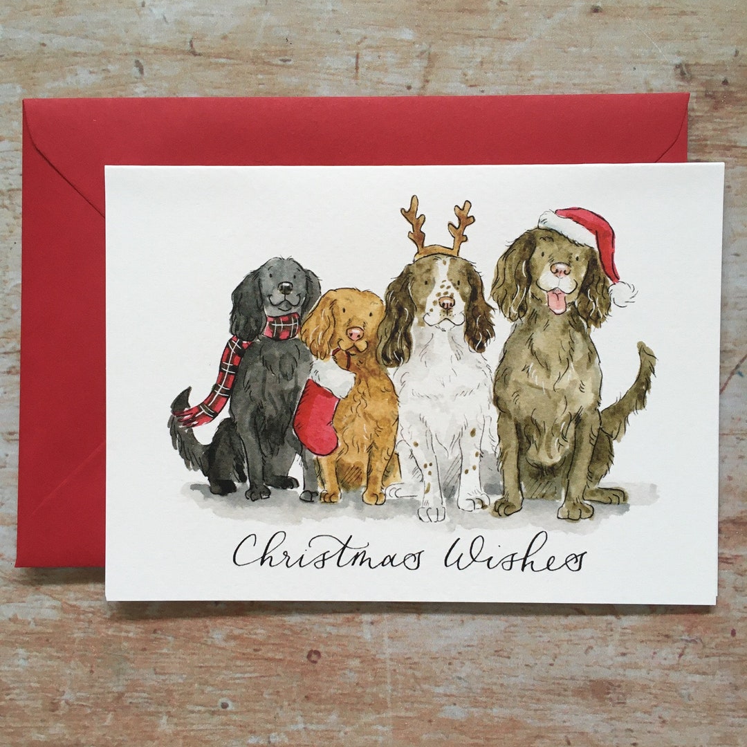 Christmas Wishes Spaniel Card Christmas Wishes Card Dog - Etsy UK