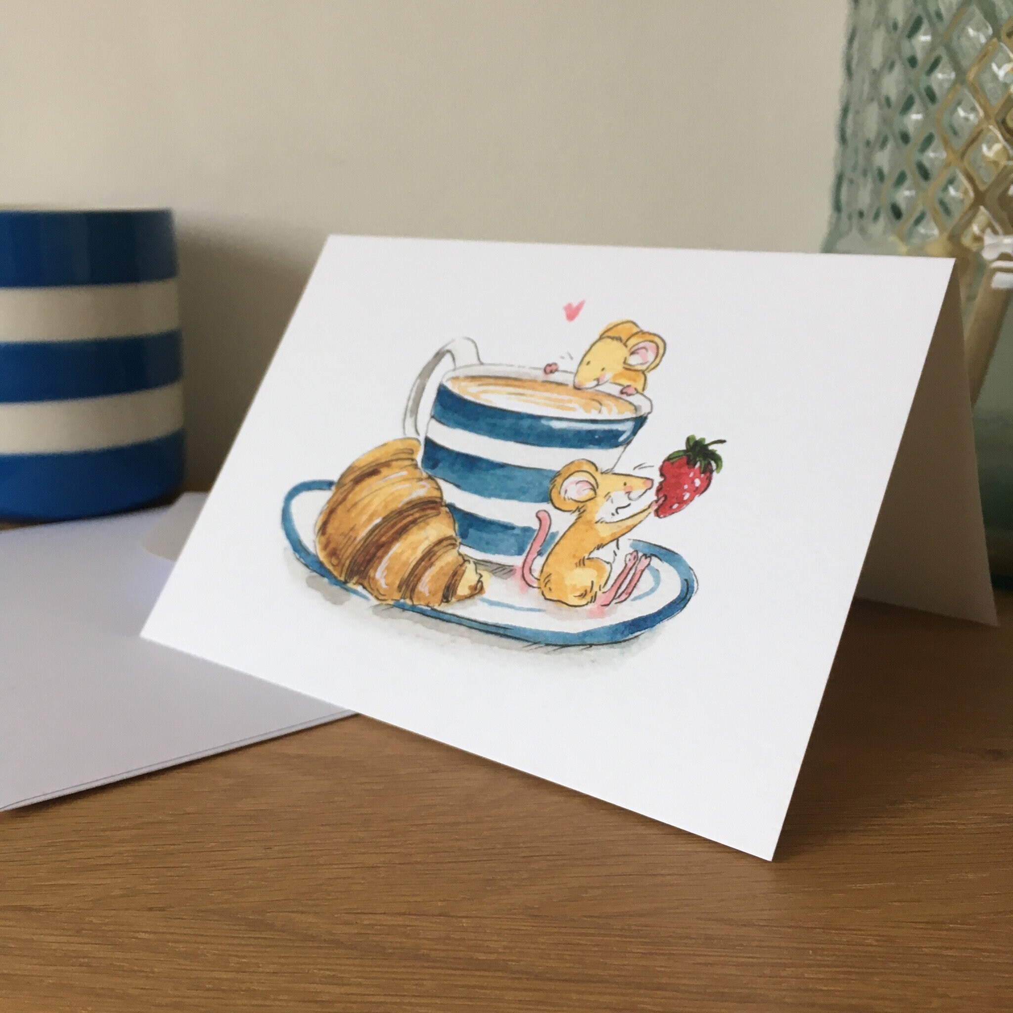 Coffee and Croissant Mice Card Baking Card Pastry Card - Etsy UK