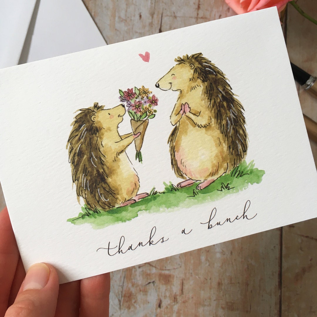Thank You Hedgehog Card Thank You Greeting Card Hedgehog - Etsy UK