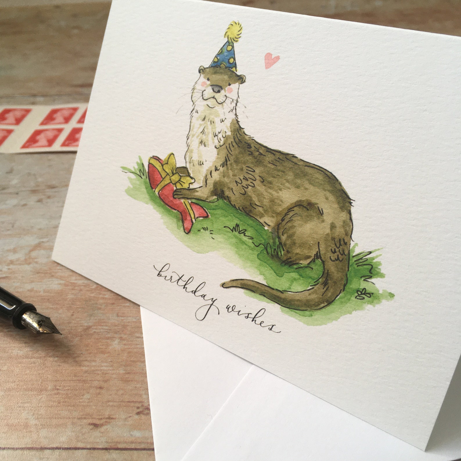 Otter Happy Birthday Card Birthday Wishes Otter Card | Etsy