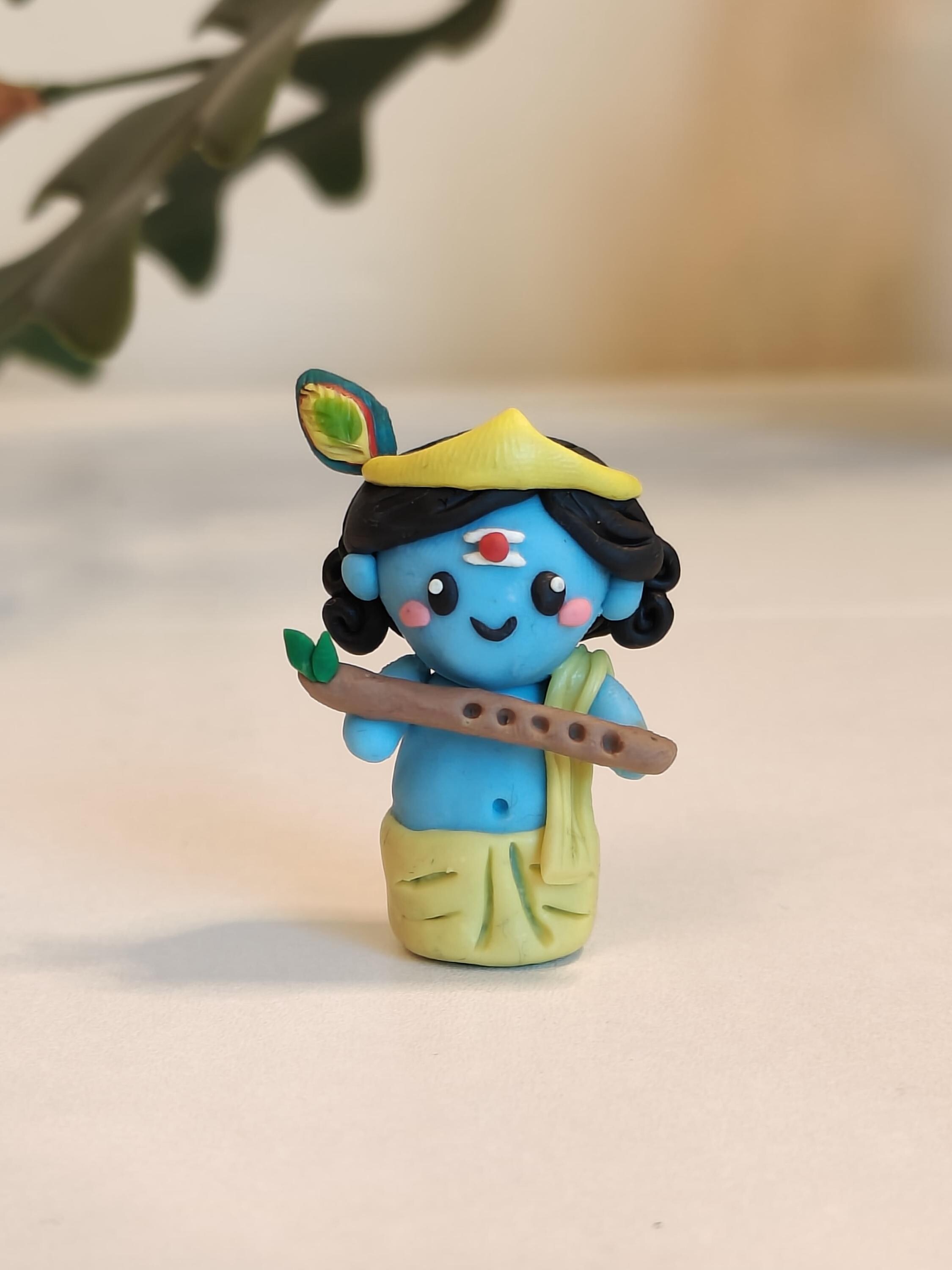 Handmade Baby Krishna Figurine: Polymer Clay Hindu God Idol - Etsy