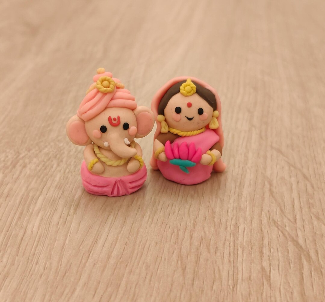 Pink Ganesh Laxmi Miniatures Dolls, Figures, Figurines, Idols, Mini ...