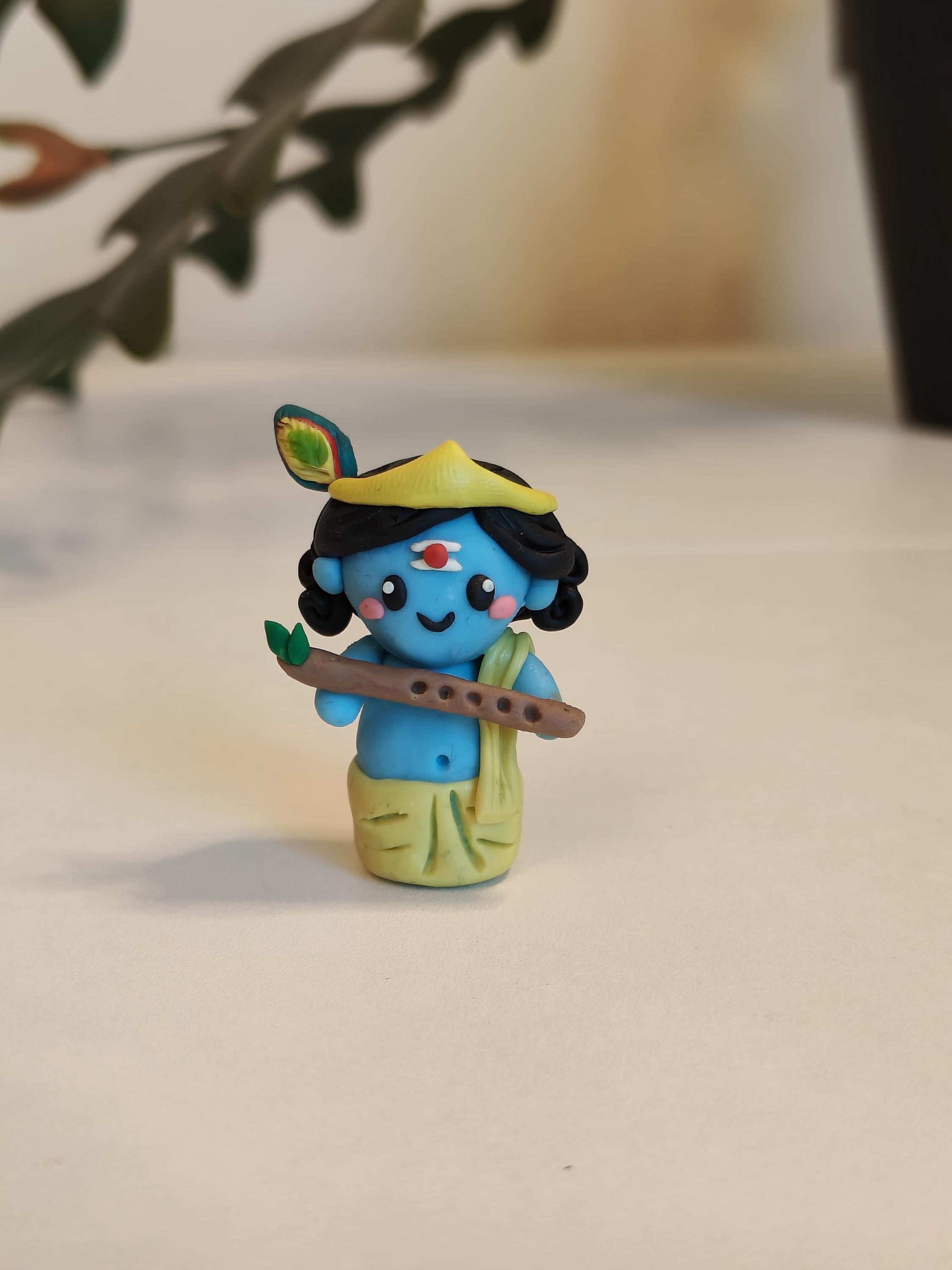Handmade Baby Krishna Figurine: Polymer Clay Hindu God Idol - Etsy