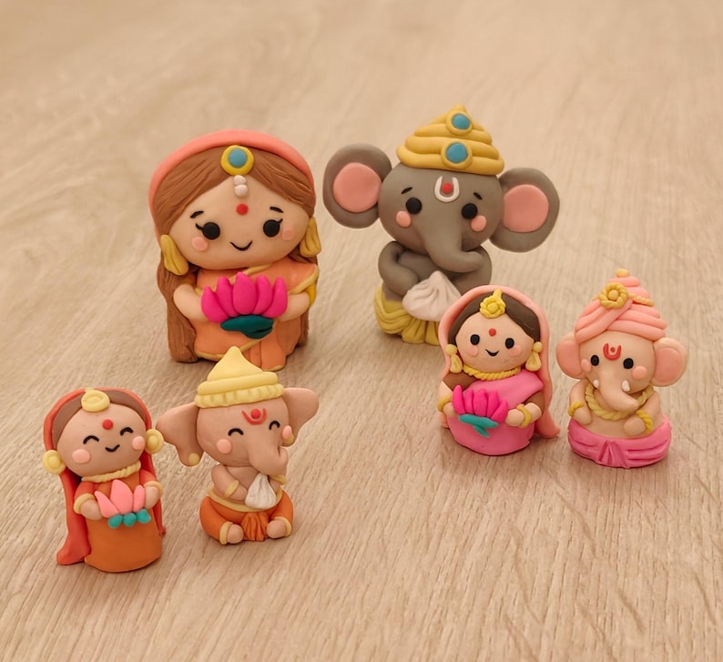 Pink Ganesh Laxmi Miniatures Dolls, Figures, Figurines, Idols, Mini ...