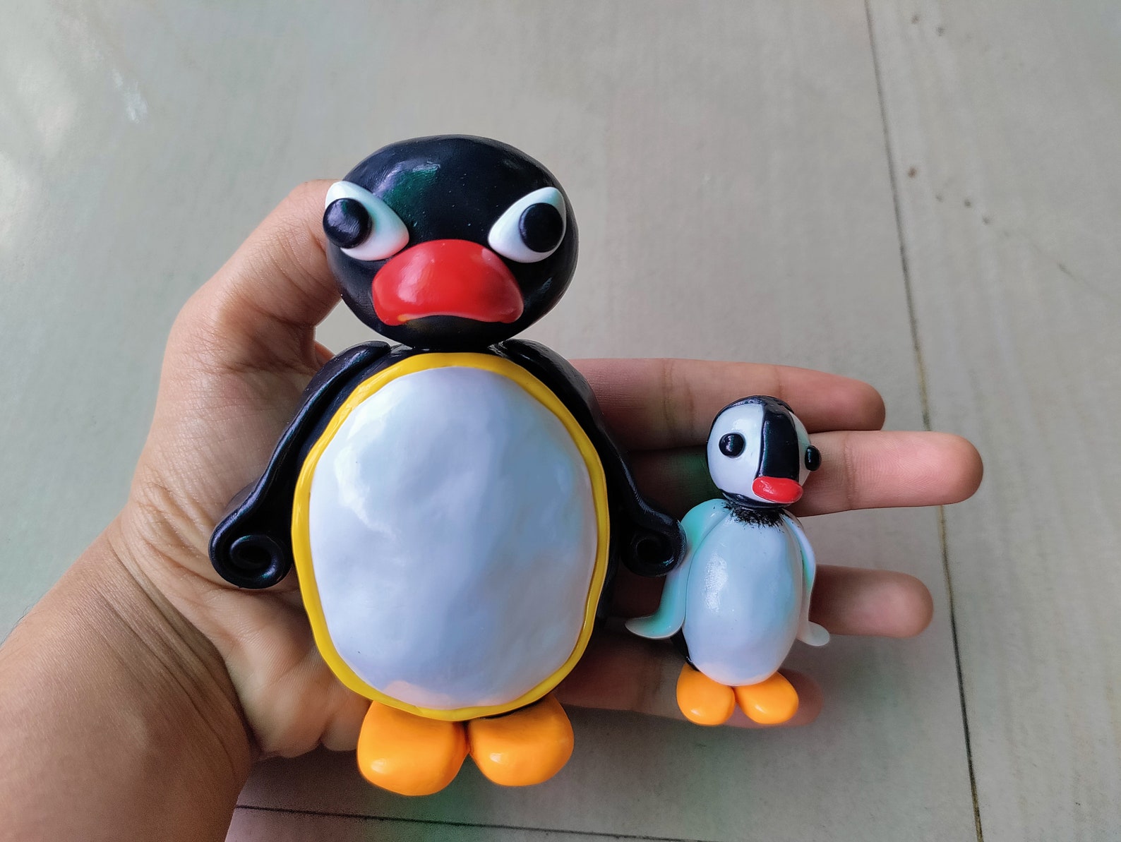 Angry Pingu and Pinga Figure Figurine Doll Toy, Handmade, Penguins, 90s ...