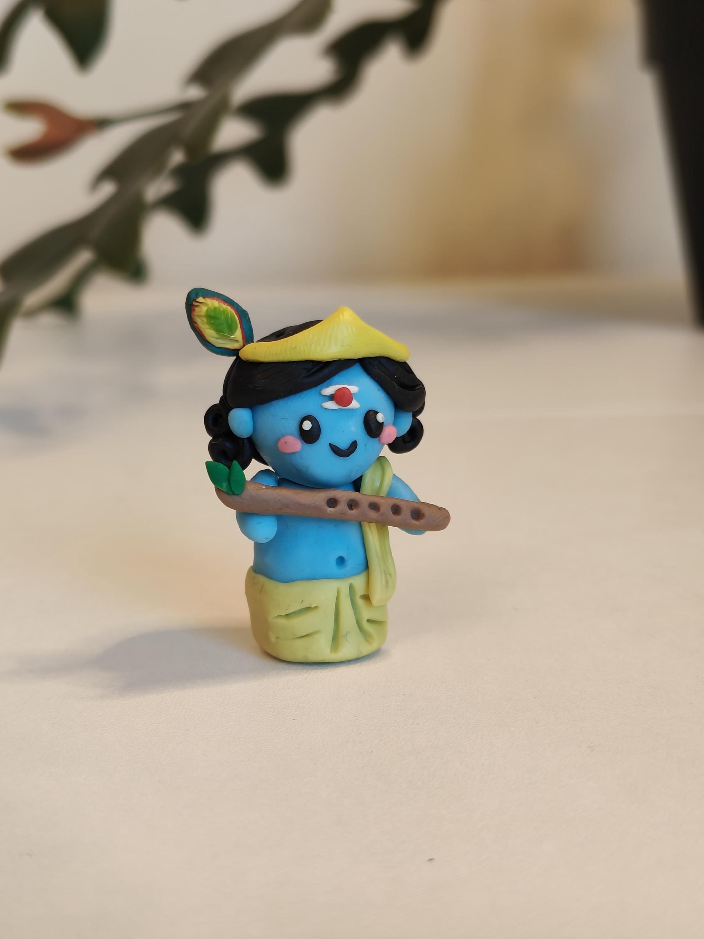 Handmade Baby Krishna Figurine: Polymer Clay Hindu God Idol - Etsy