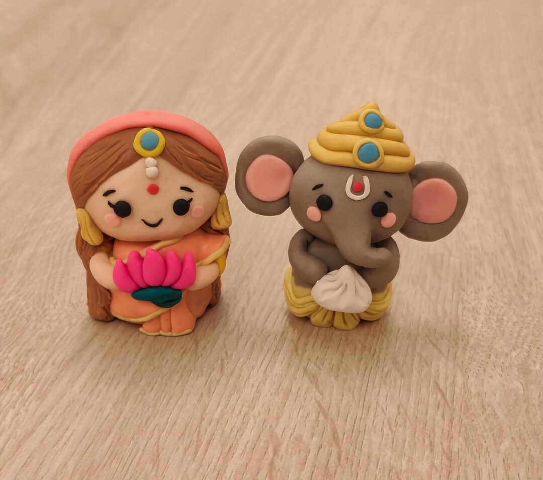 Mixed Color Ganesh Laxmi Miniatures Dolls, Figures, Figurines, Idols ...