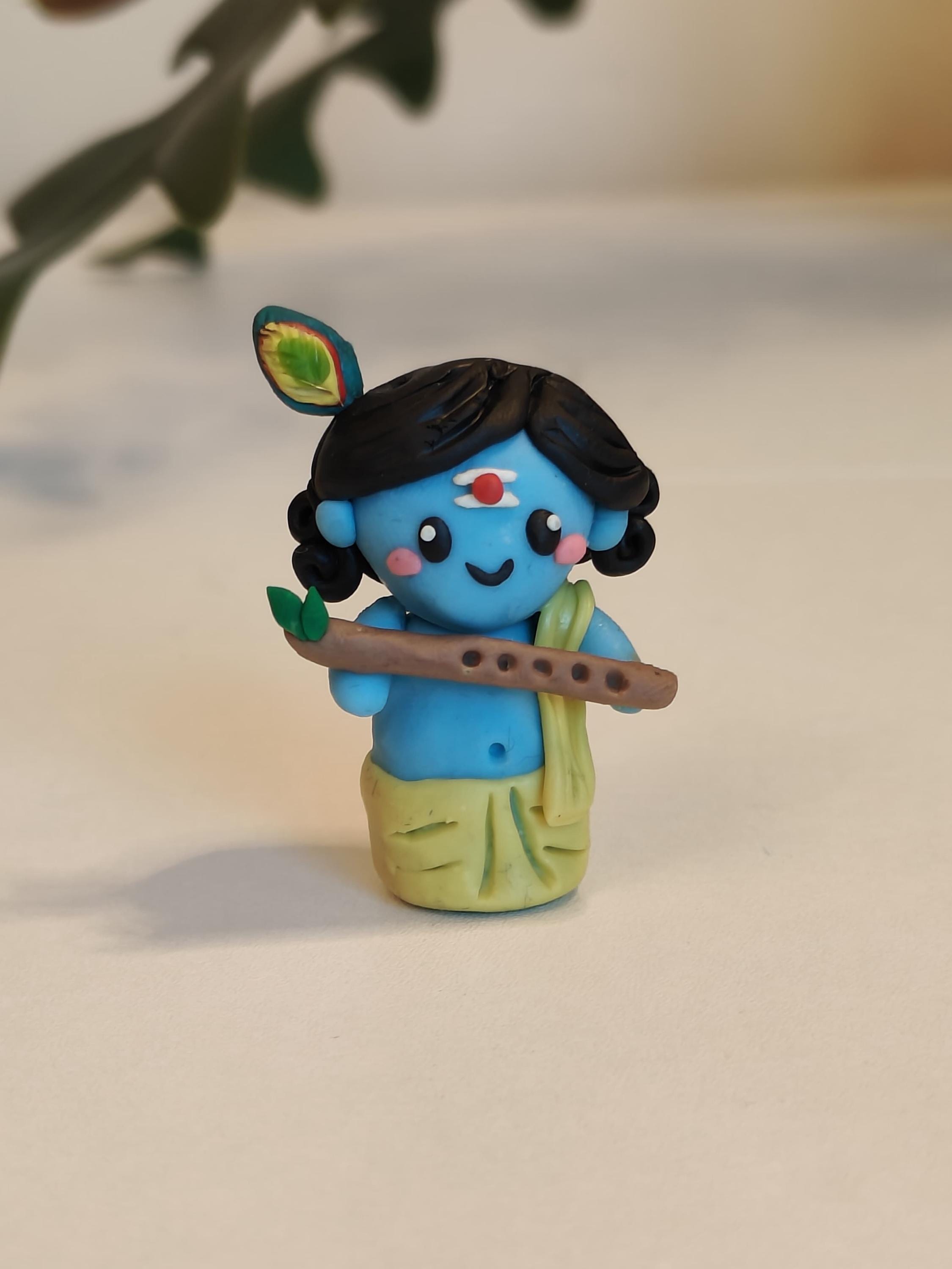 Handmade Baby Krishna Figurine: Polymer Clay Hindu God Idol - Etsy