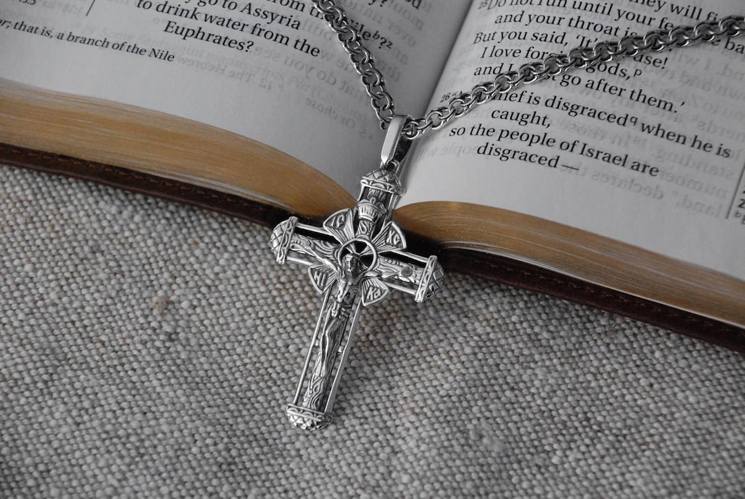 925 Large Orthodox Man Cross Necklace Pendant – Jewelry Silver Cross ...