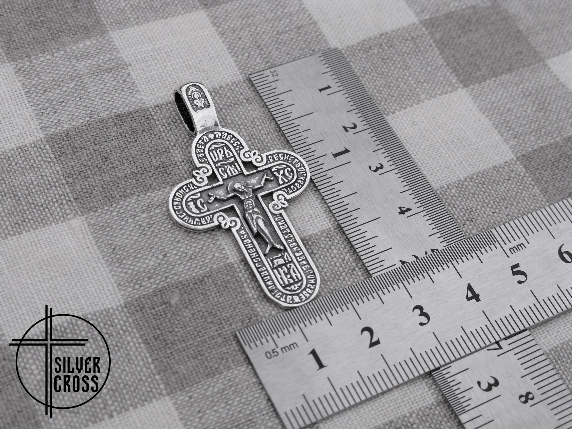 Mens Silver Orthodox Greek Cross Necklace Pendant Large | Etsy