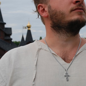 Large Silver Jesus Orthodox Crucifix Cross Necklace for Men - Mens 925 ...