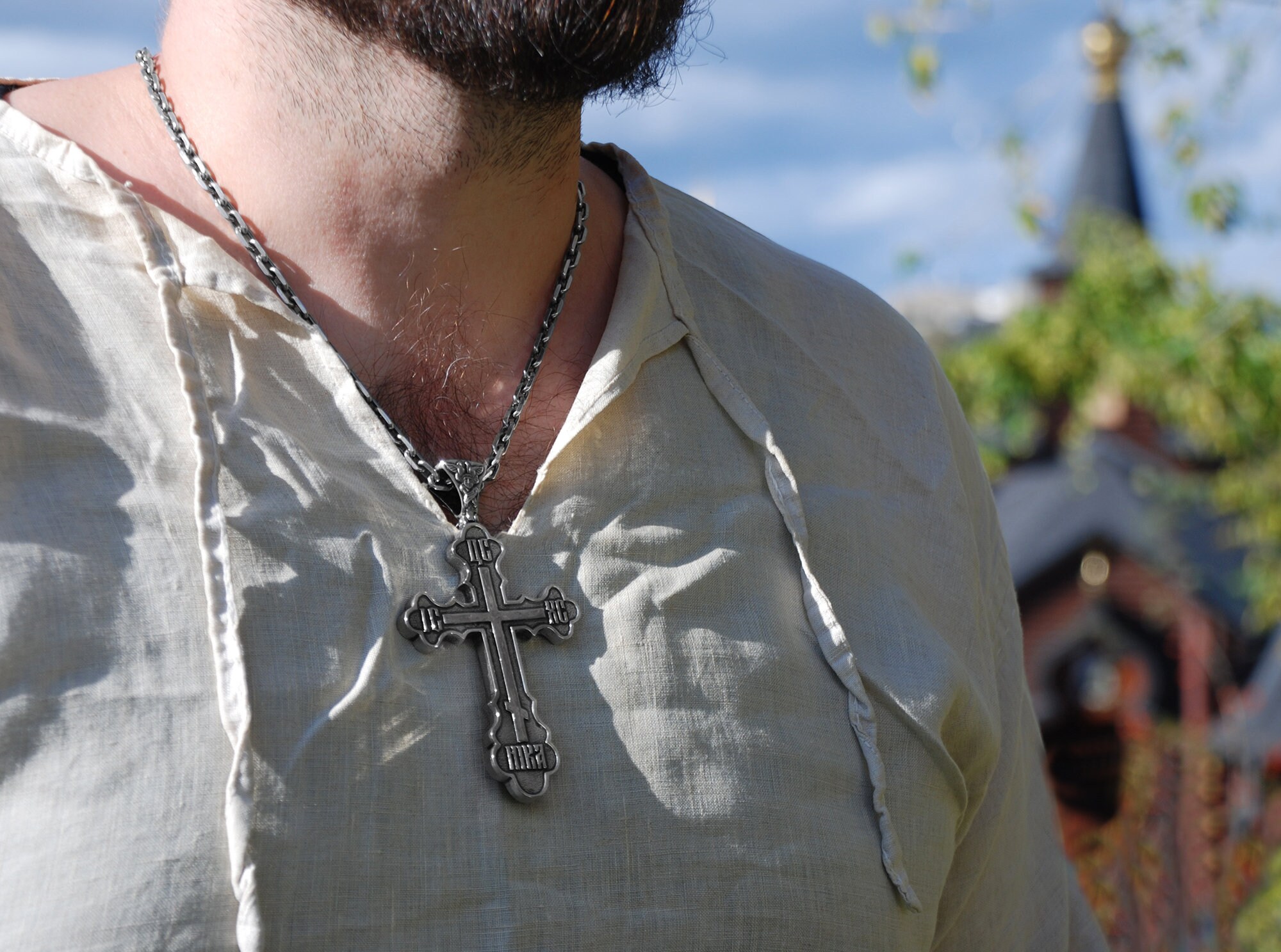Extra Large Pectoral Orthodox Priest Cross Necklace - Clergy Silver ...