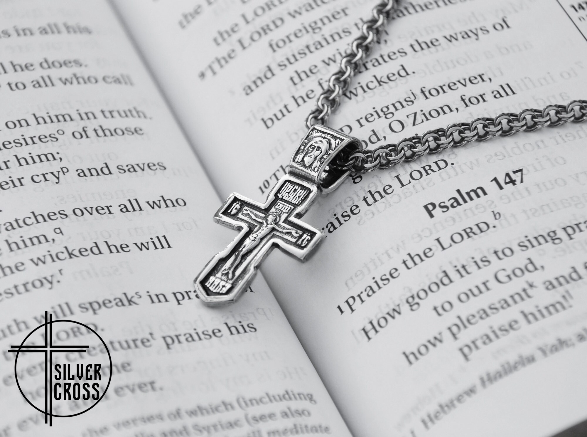 Russian Orthodox Cross Pendant Chain Necklace With Jesus | Etsy