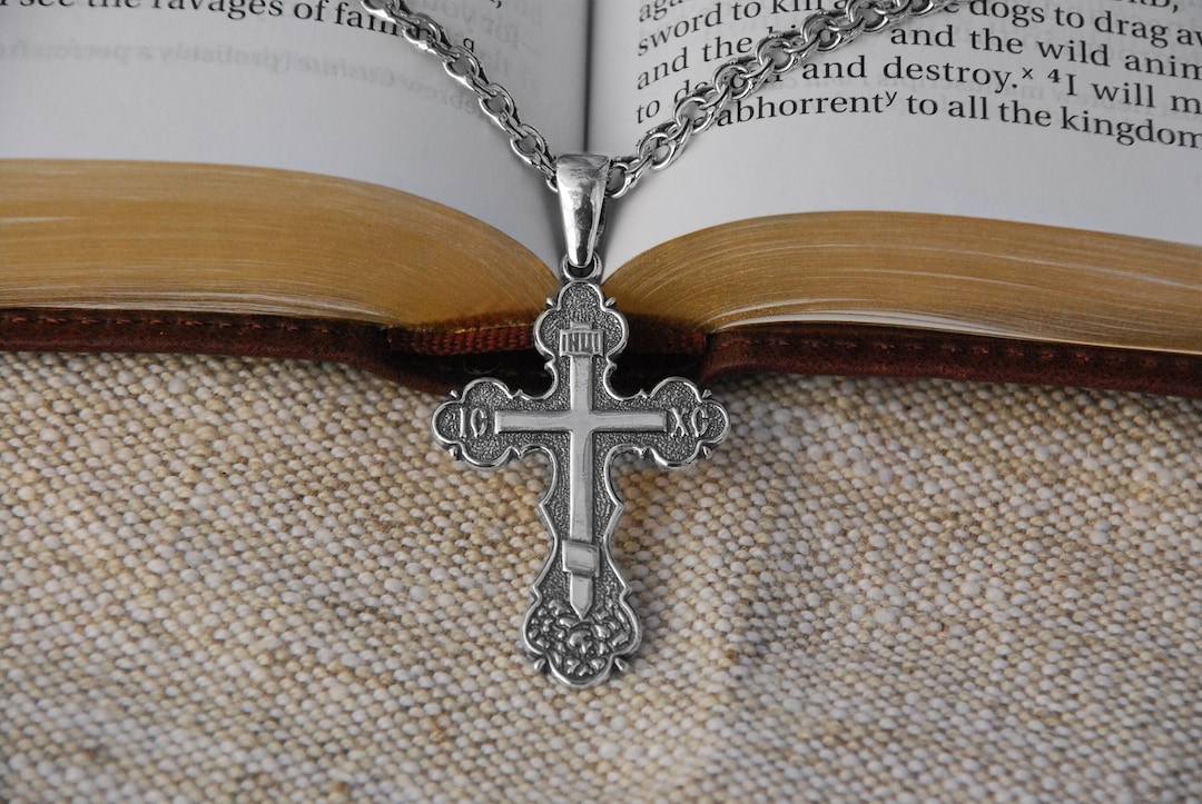 Orthodox Cross Necklace Eastern European Eight Pointed Mens Jewelry ...