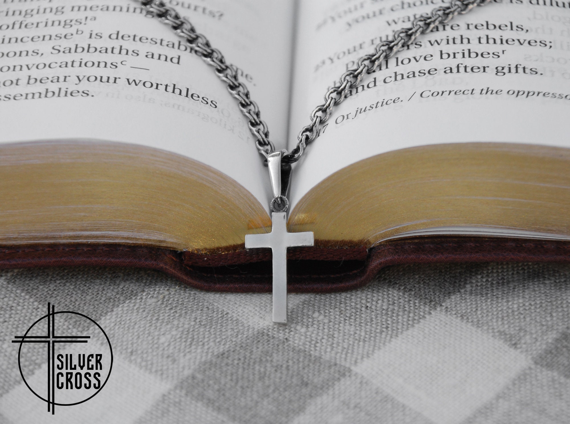 Small Silver Plain Christian Cross Necklace for Boys Girls | Etsy