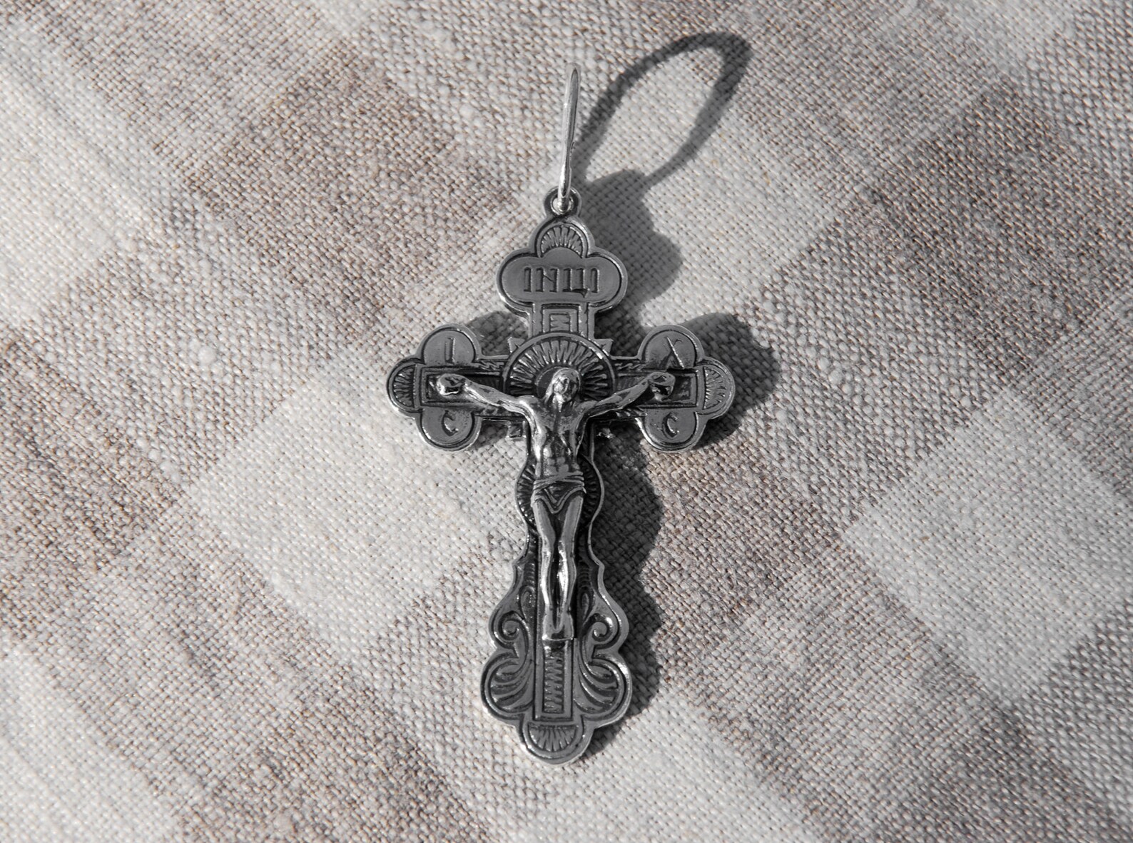 Large Pectoral Orthodox Crucifix Cross Necklace - Men 925 Silver ...