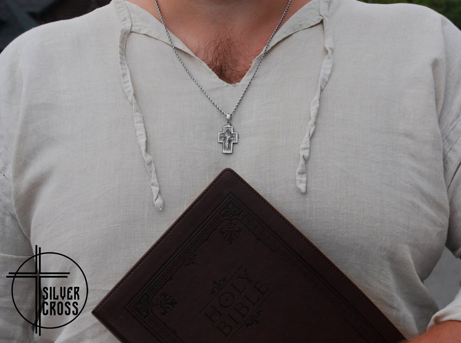 Silver Greek Jesus Crucifix Cross Necklace Men Pendant Orthodox Cross ...