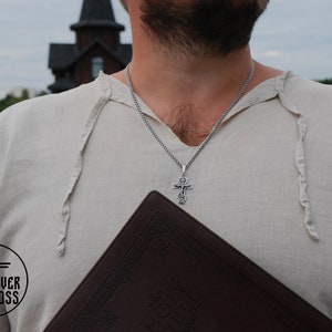 Large Silver Jesus Orthodox Crucifix Cross Necklace for Men - Mens 925 ...