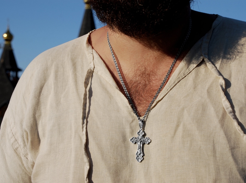 Large Orthodox Pectoral Silver Cross Necklace for Men Priest | Etsy