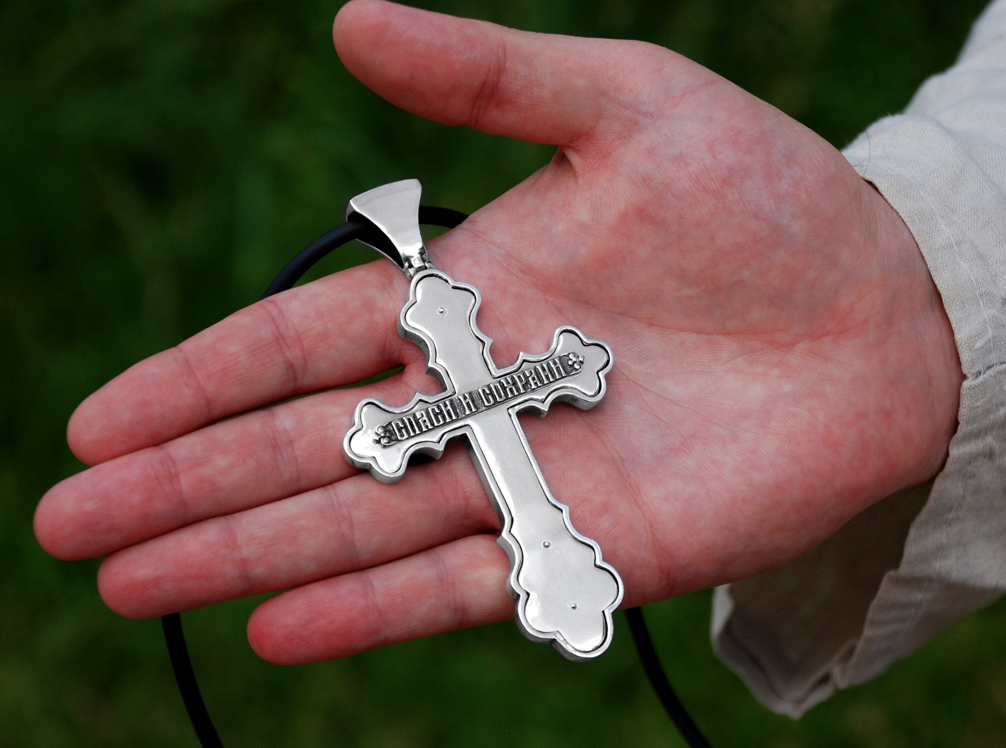 Extra Large Pectoral Orthodox Priest Cross Necklace - Clergy Silver ...