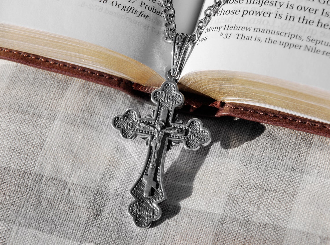 Large Orthodox Pectoral Silver Cross Necklace for Men Priest - Etsy