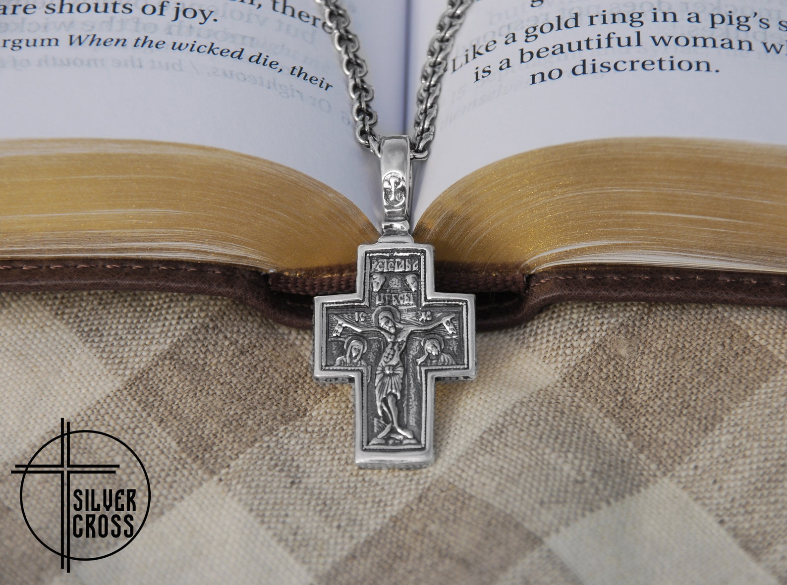 Silver Greek Jesus Crucifix Cross Necklace Men Pendant - Orthodox Cross ...