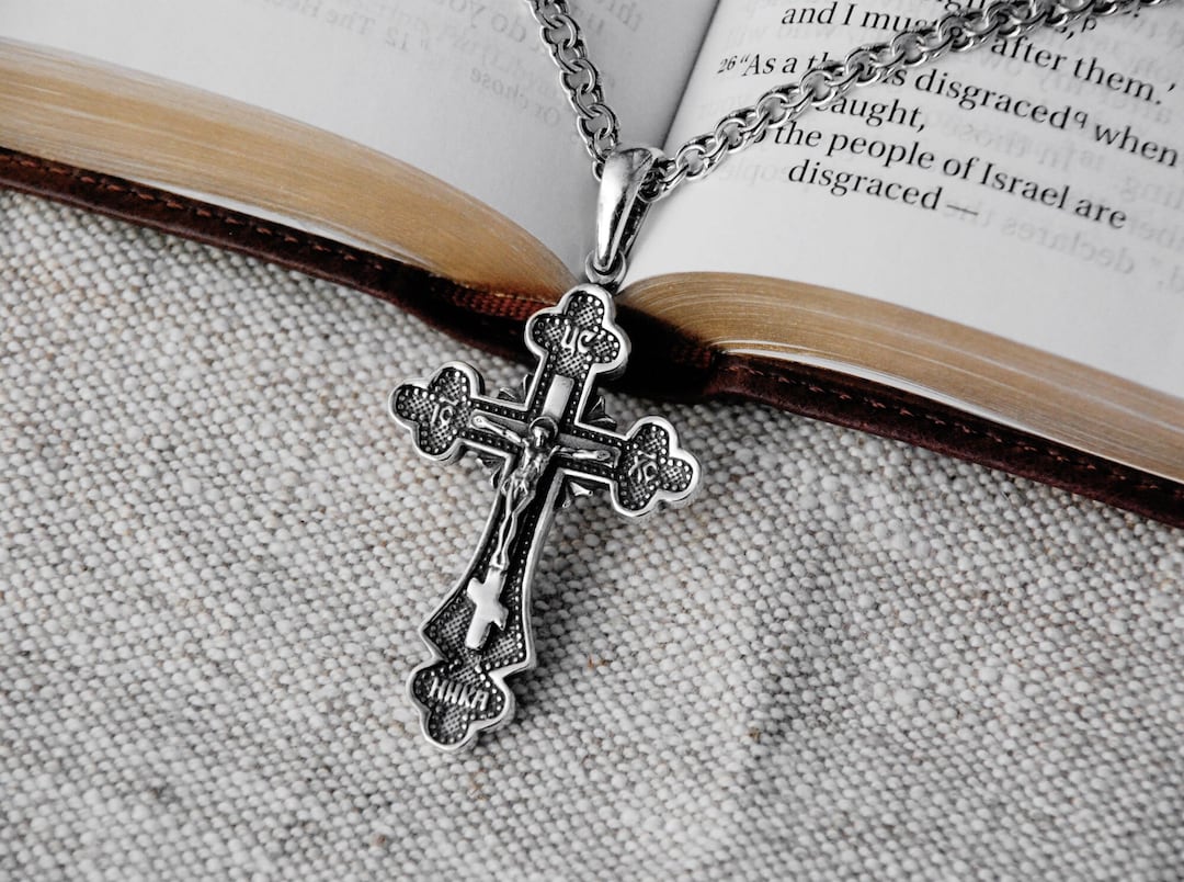 Large Orthodox Pectoral Silver Cross Necklace for Men - Priest Orthodox ...
