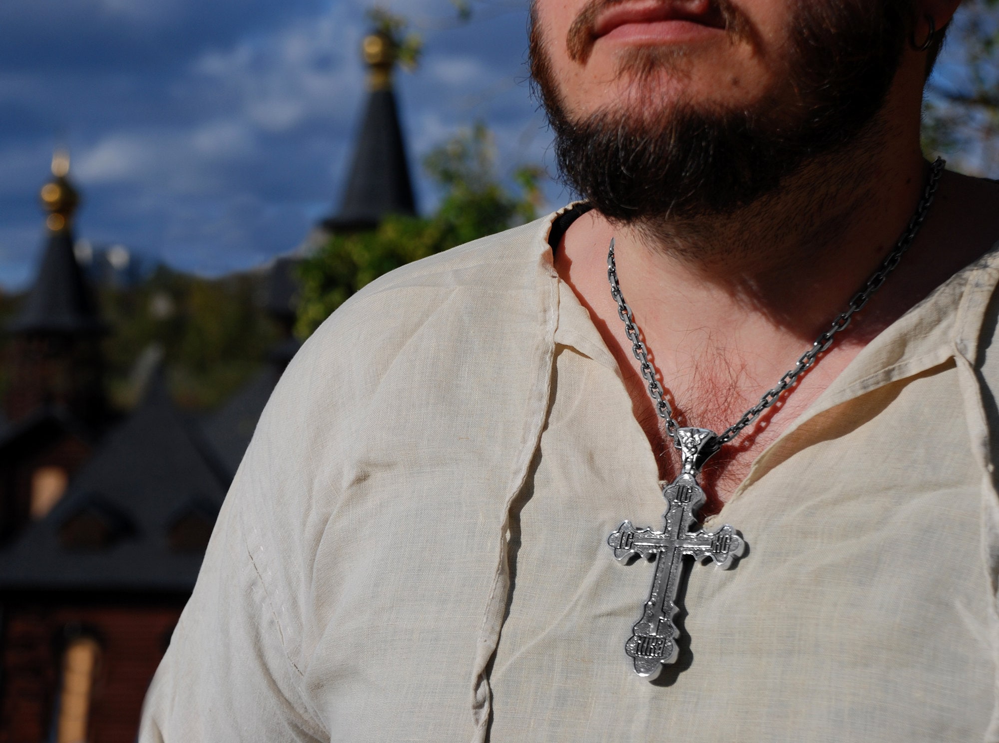 Extra Large Pectoral Orthodox Priest Cross Necklace - Clergy Silver ...
