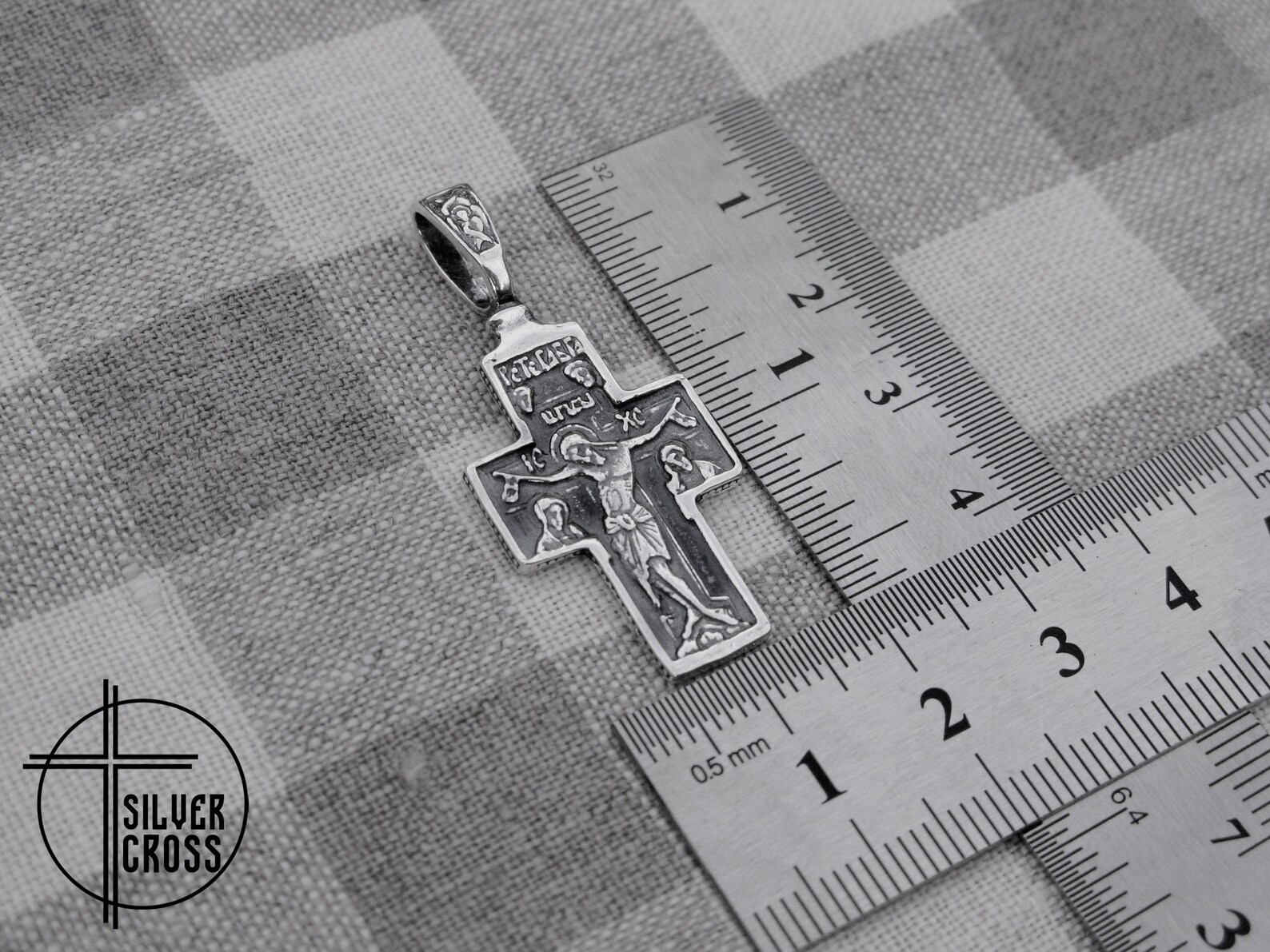 Silver Greek Jesus Crucifix Cross Necklace Men Pendant Greek | Etsy