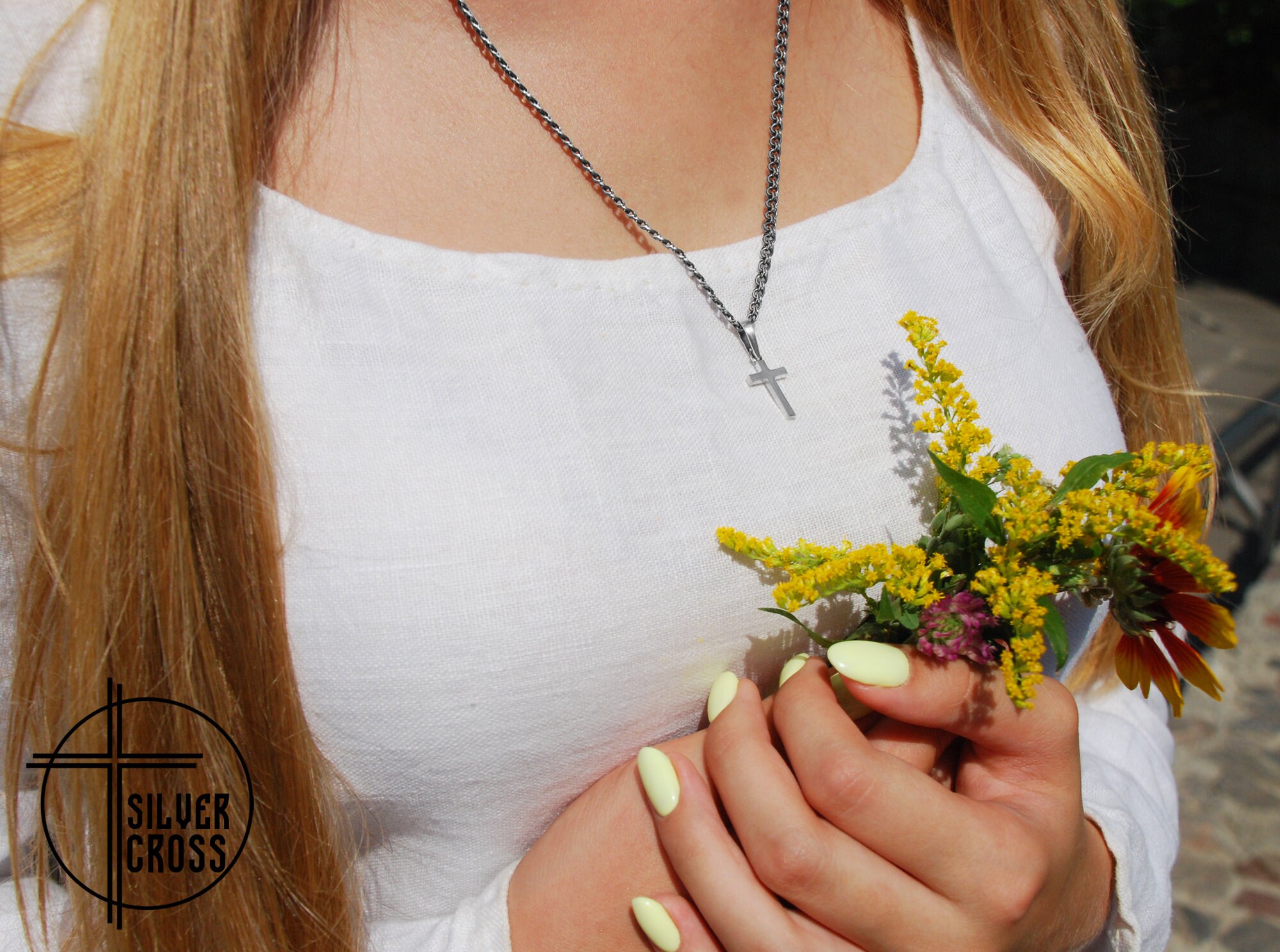 Small Silver Plain Christian Cross Necklace for Boys Girls | Etsy