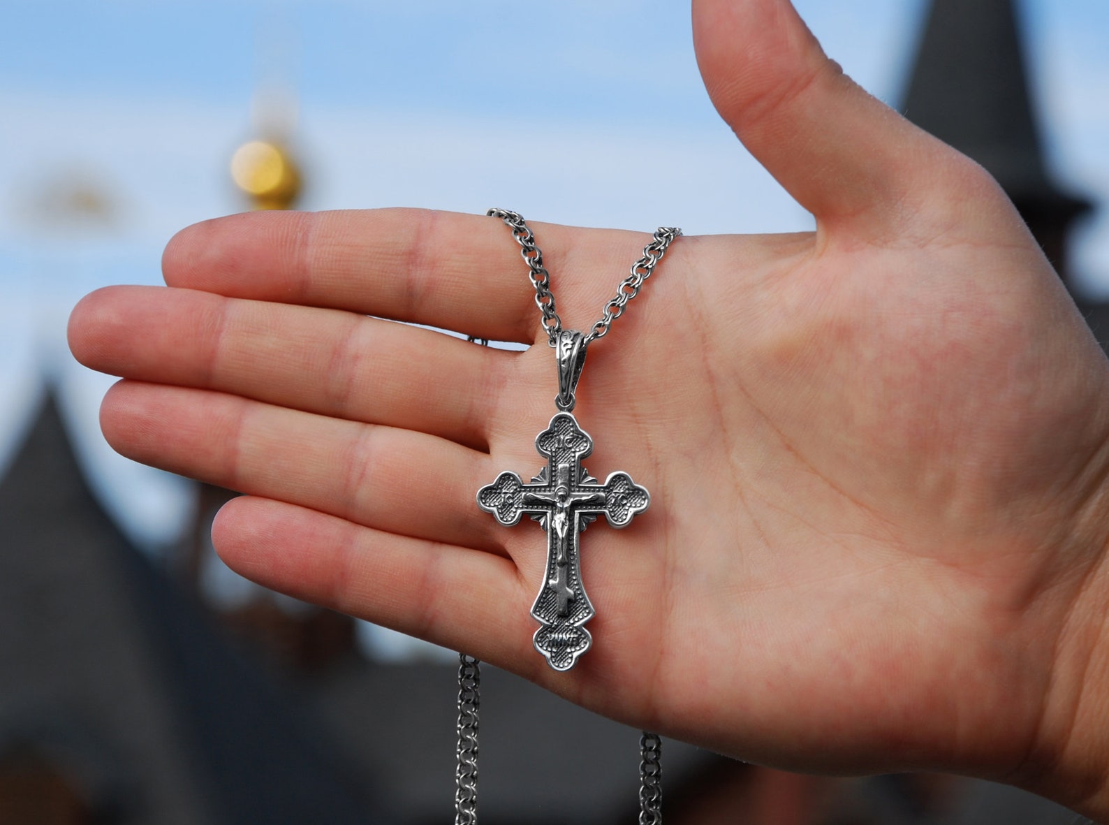 Large Orthodox Pectoral Silver Cross Necklace for Men Priest | Etsy