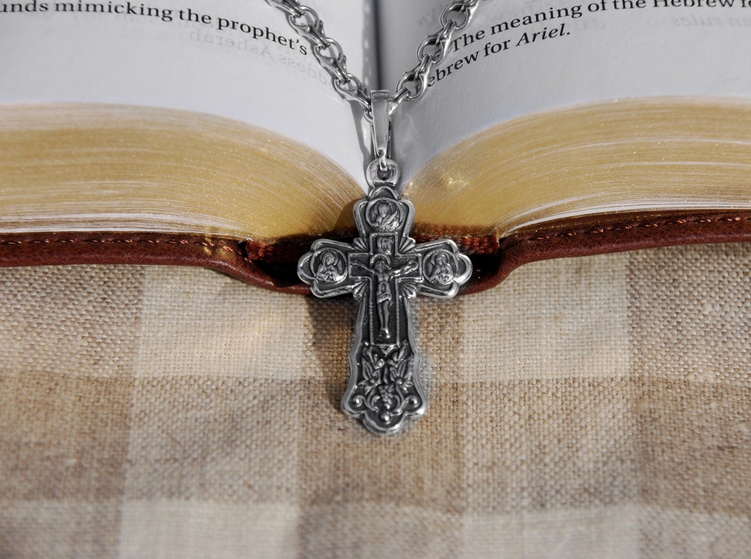 Silver Orthodox Chi Rho Alpha Omega Crucifix Cross Pendant Necklace ...