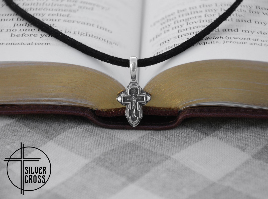 Small Orthodox Cross Necklace Baptism Silver Crucifix Pendant - Tiny ...