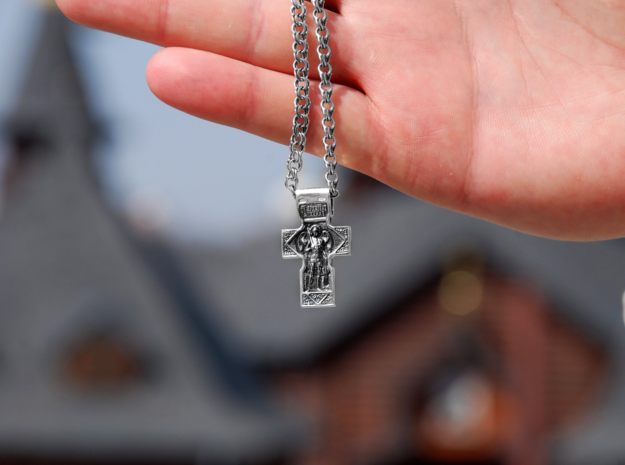 St Michael the Archangel Orthodox Cross Pendant Necklace Men - Saint ...