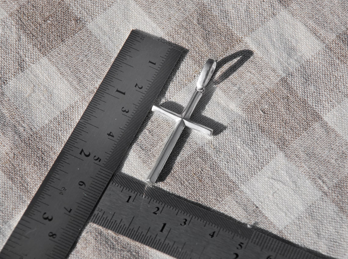 925 Catholic Simple Plain Silver Cross Necklace for Man and - Etsy