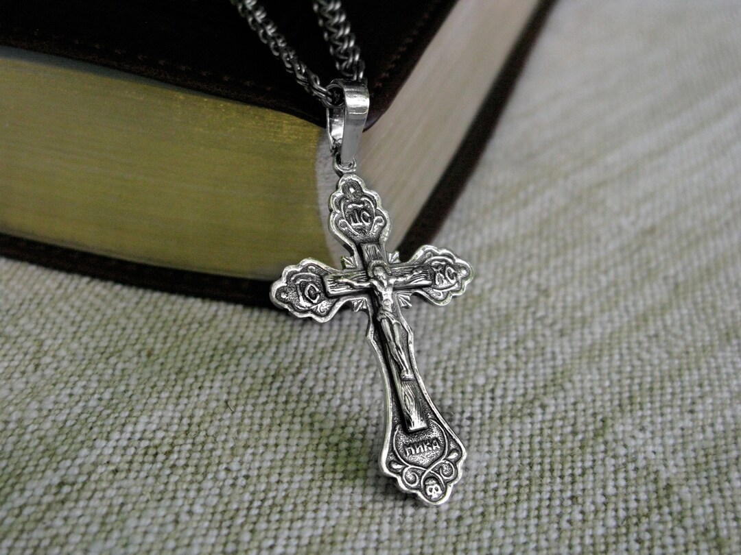 Men Orthodox Pectoral Large Cross Necklace - 925 Silver Pectoral Cross ...