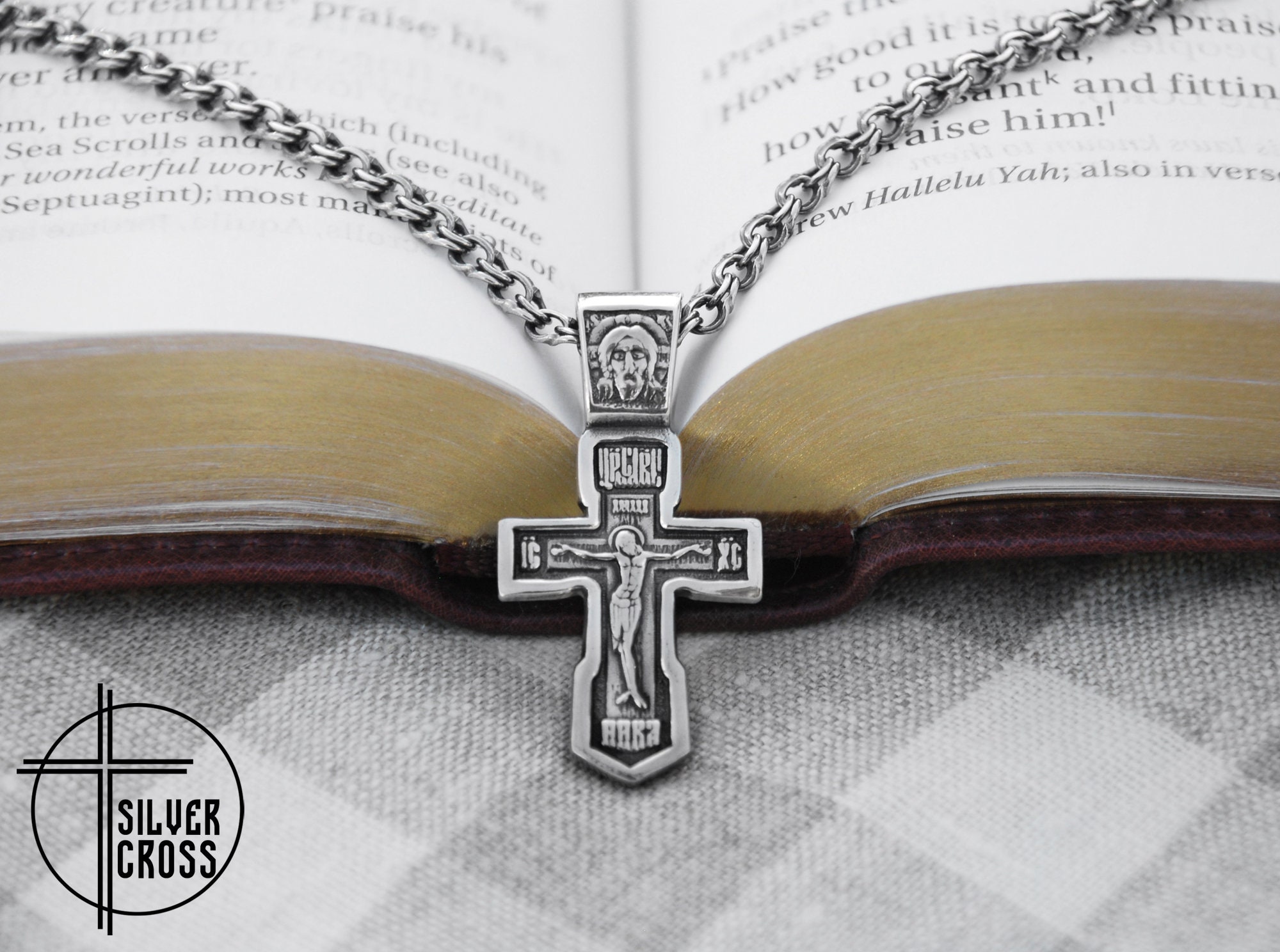 Russian Orthodox Cross Pendant Chain Necklace With Jesus | Etsy