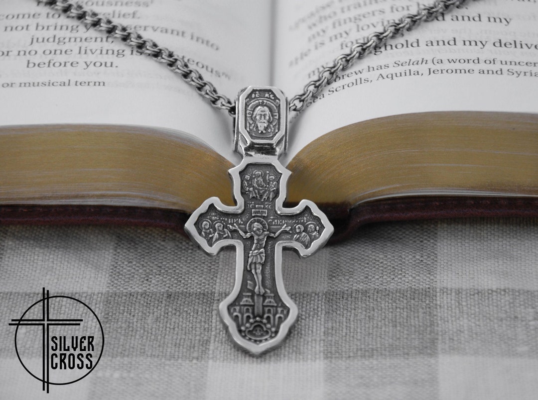 Large Saint Archangel Michael Cross Necklace - Mens Big Orthodox ...