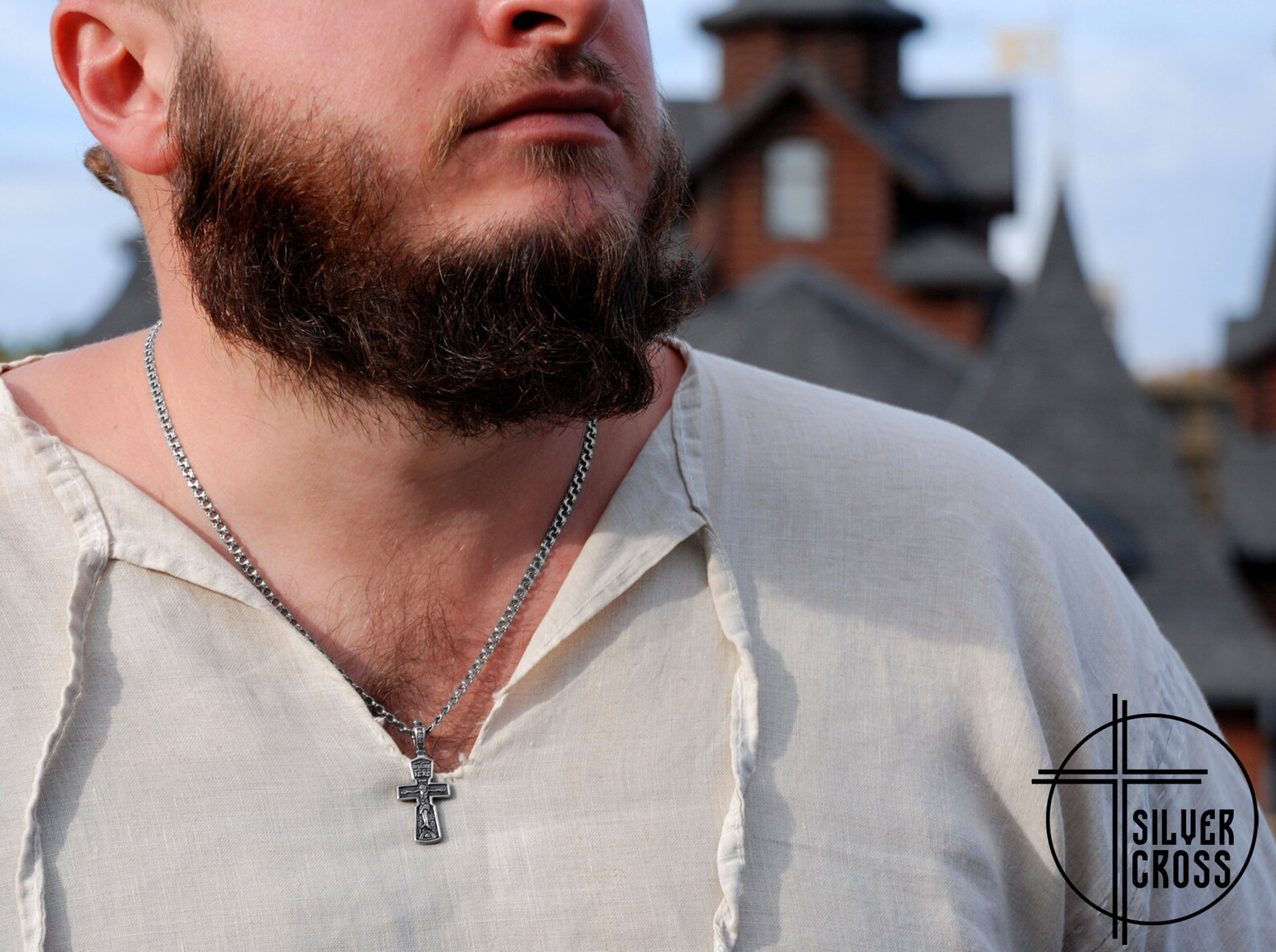 Silver Orthodox Cross Necklace Crucifix Pendant - Men Greek Orthodox ...