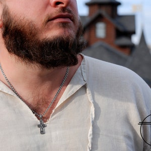 Silver Orthodox Cross Necklace Crucifix Pendant - Men Greek Orthodox ...