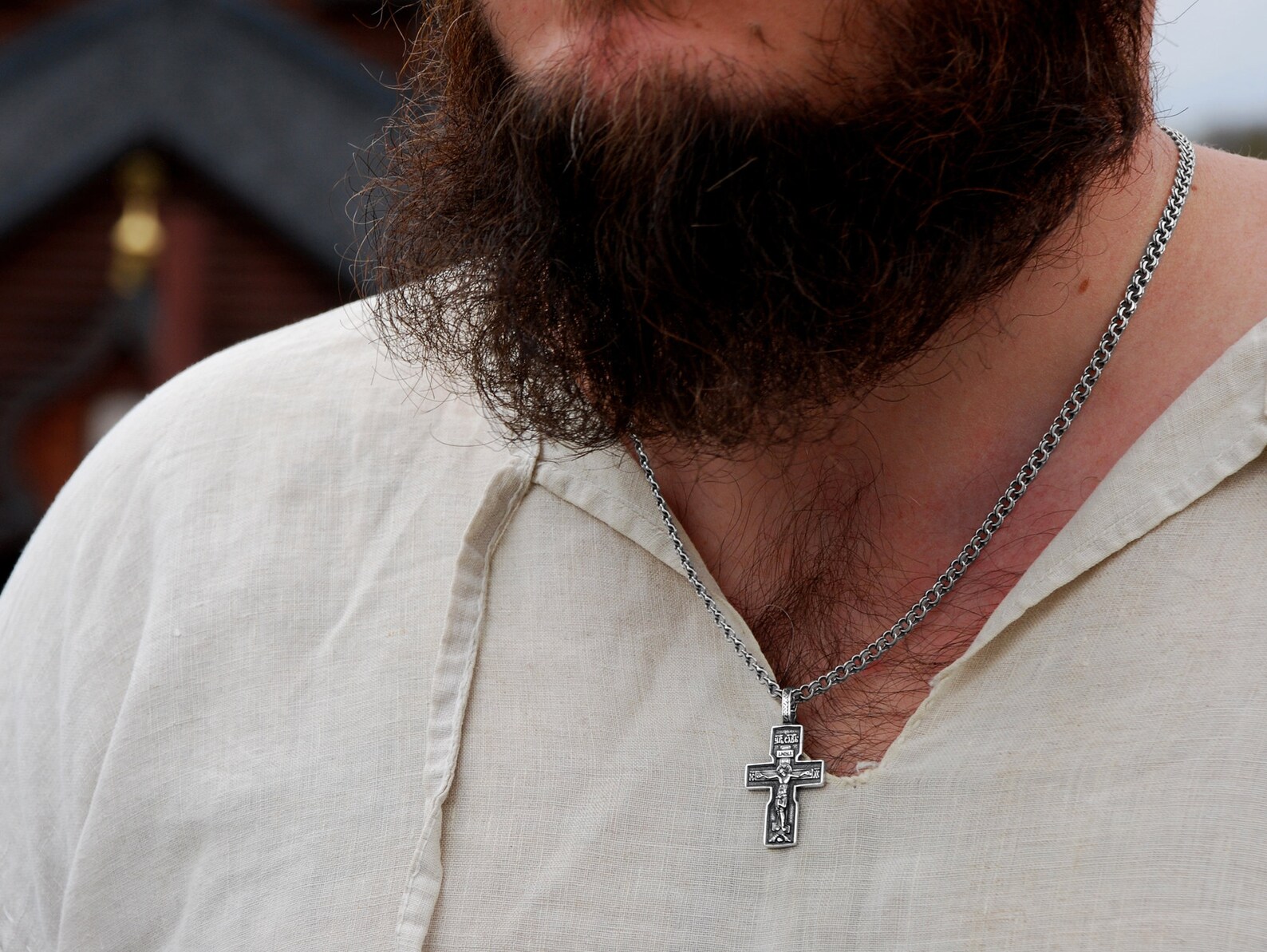 Men Crucifix Necklace Greek Orthodox Silver Cross Necklace - Etsy