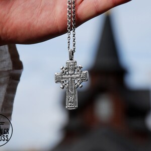 Greek Orthodox Large Silver Mens Cross Necklace Men - Silver Pendant ...