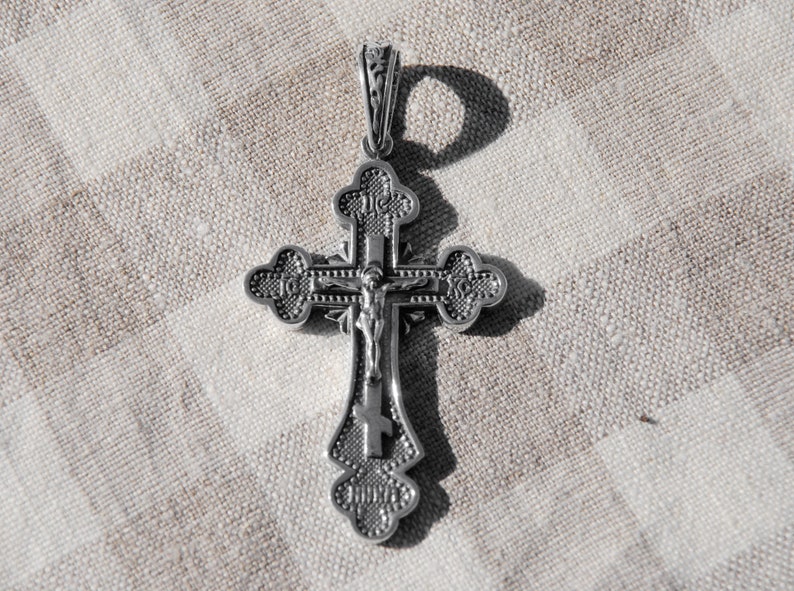 Large Orthodox Pectoral Silver Cross Necklace for Men Priest | Etsy