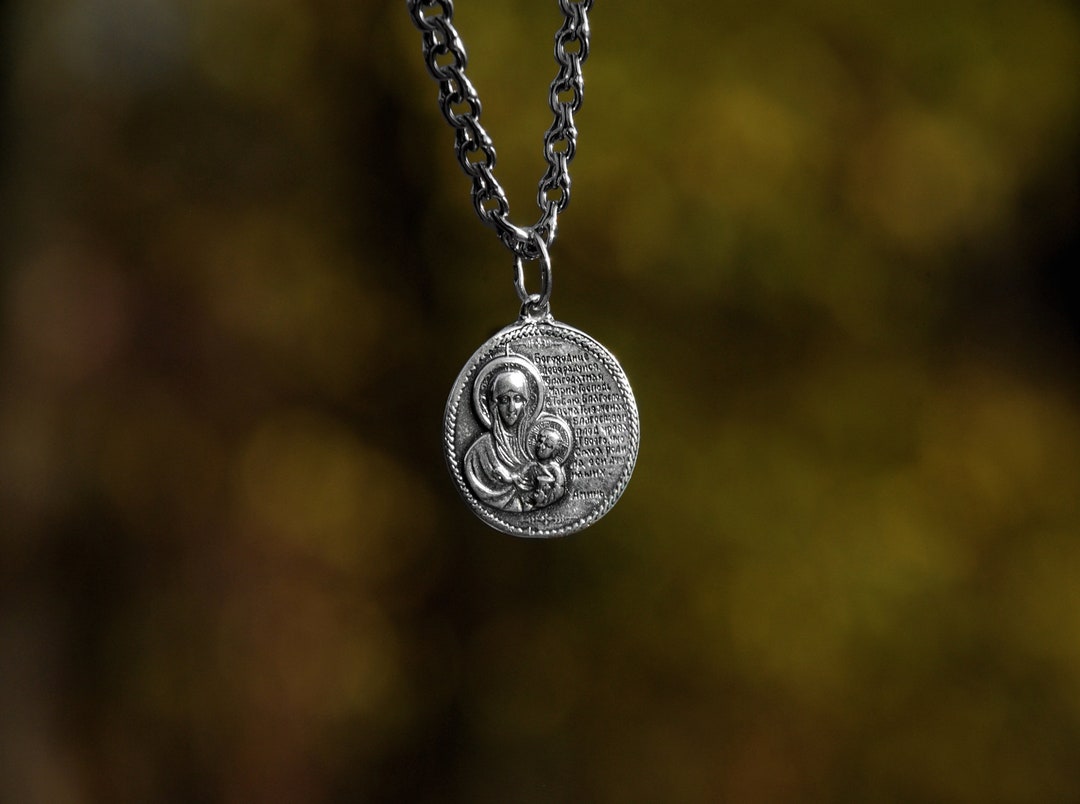 St Virgin Mary Prayer Medal Orthodox Jewelry Pendant - Mother Mary ...