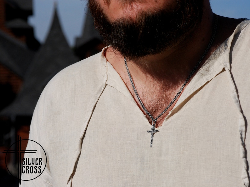 Silver Crucifix Catholic Cross Necklace Pendant for Women or - Etsy