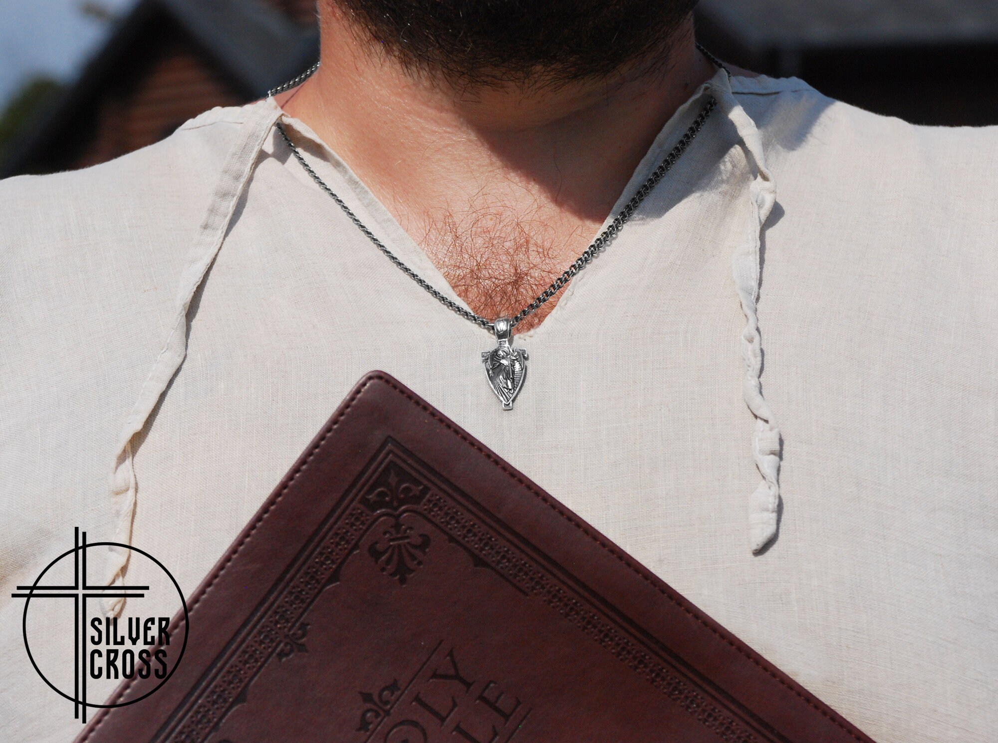 Archangel Gabriel Orthodox Shield Cross Necklace Prayer | Etsy