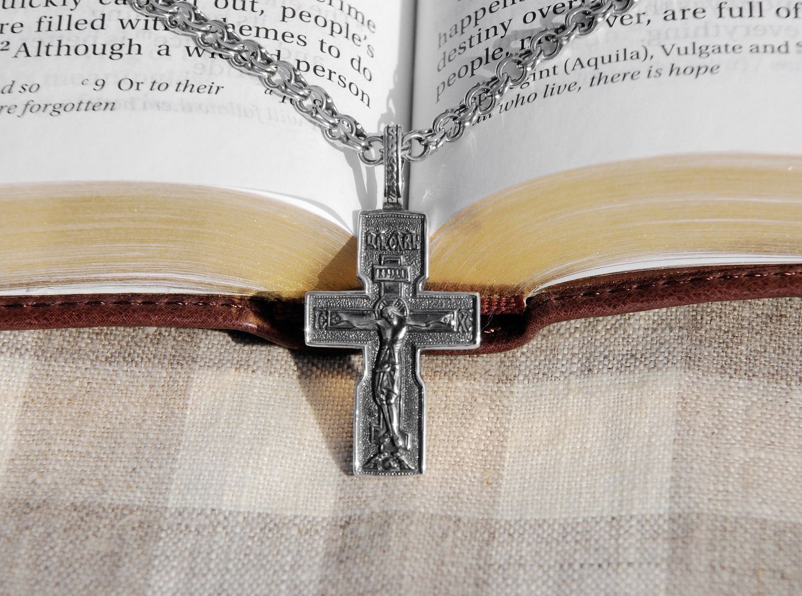 Men Crucifix Necklace Greek Orthodox Silver Cross Necklace - Etsy