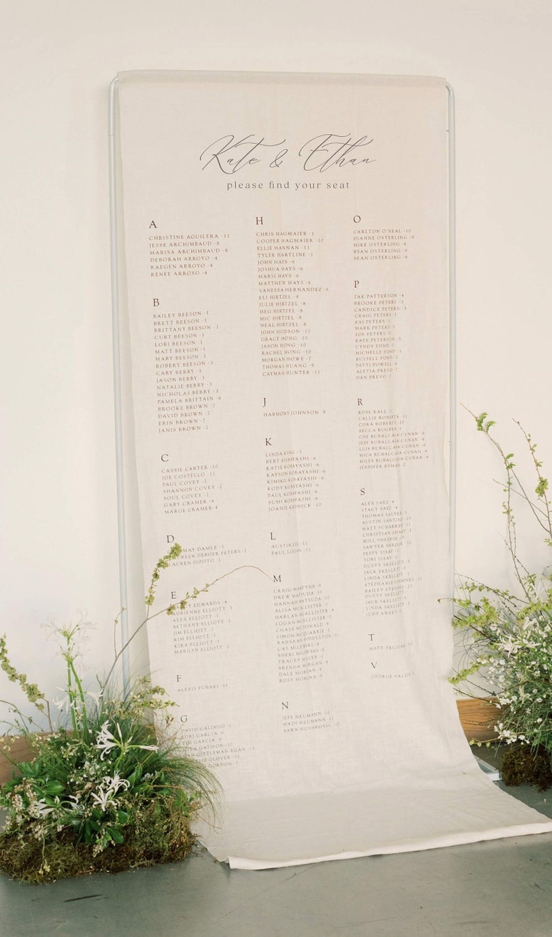 Cloth Wedding Seating Chart Fabric Banner Elegant Stunnin Rustic ...